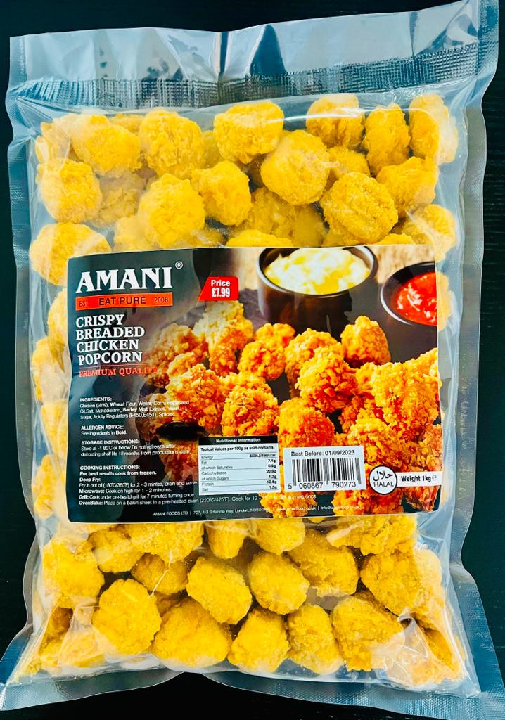 Amani Crispy Breaded Chicken Popcorn (800g) – Foodukaan.co.uk