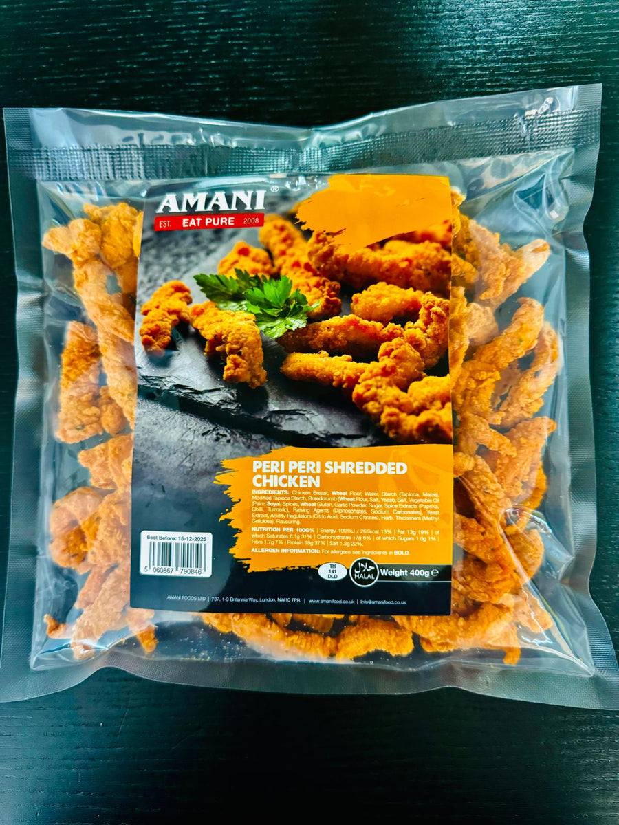 Amani Peri Peri Shredded Crispy Chicken (400g) – Foodukaan.co.uk